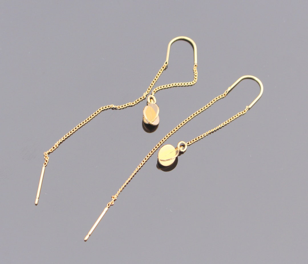 Gold Ear Thread Earring Findings, Chain Earrings Ear Wire, Chain Drop ...