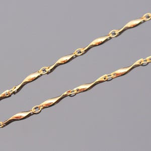 Gold Twisted Curb Bar Chain Loose Twisted Chain, Chain by Foot, Station ...