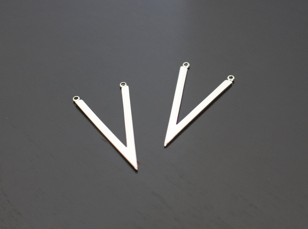 Silver V Shaped Link Connector, Triangle Charms, Triangle Bead ...