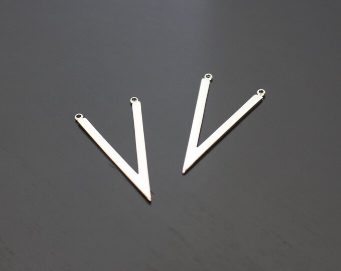 Silver V Shaped Link Connector, Triangle Charms, Triangle Bead ...
