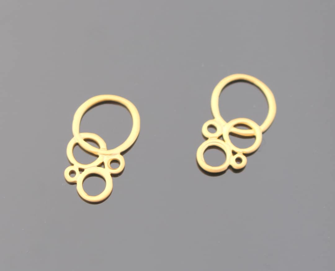 Matte Gold Multiple Circle Long Connector, Pendants, Charms, Earring ...