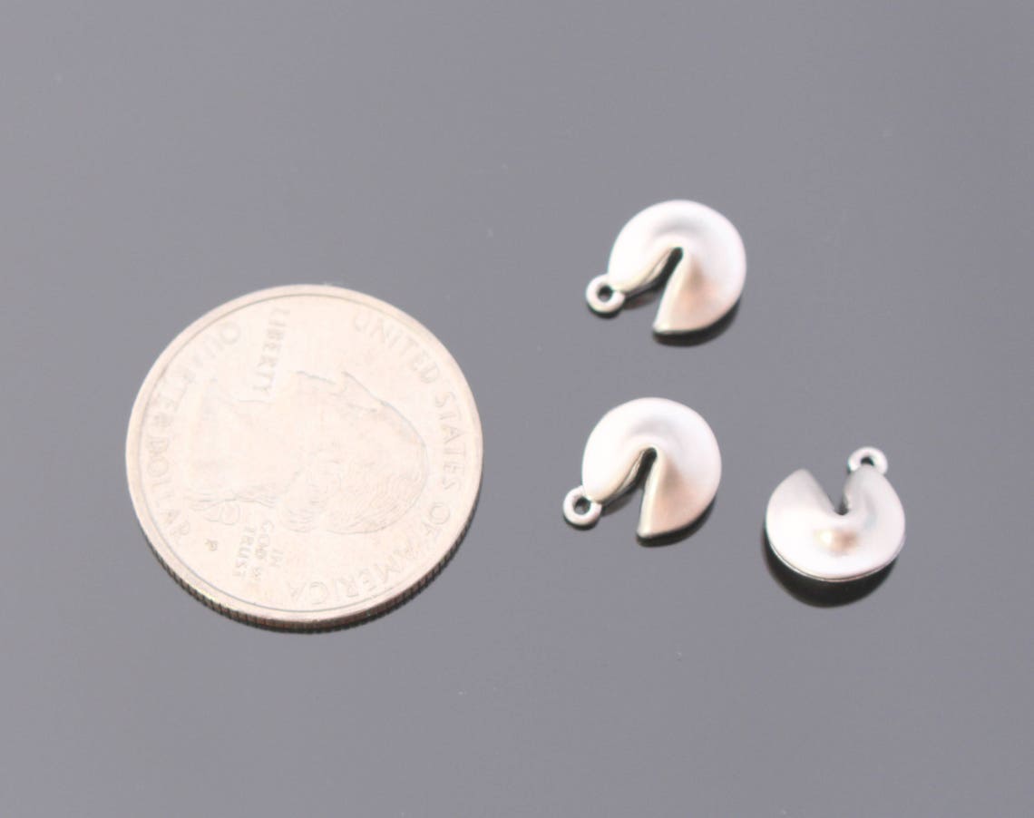 Matte Silver Tarnish Resistant Mini Fortune Cookie Bead Disk - Etsy