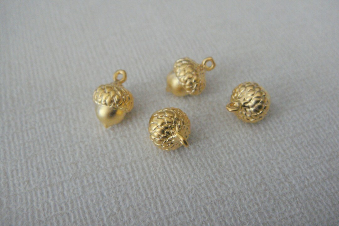 Matte Gold Small Acorn Drop Dangle Connectors, Pendants, 2 Pc, U627365 ...