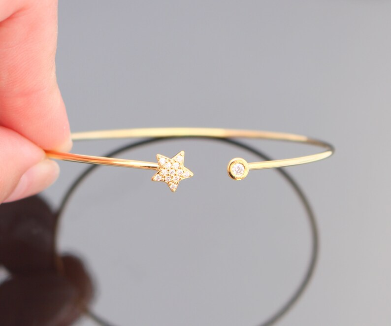 Crystal Gold Adjustable Star Bangle Bracelet Cuff Bracelet - Etsy