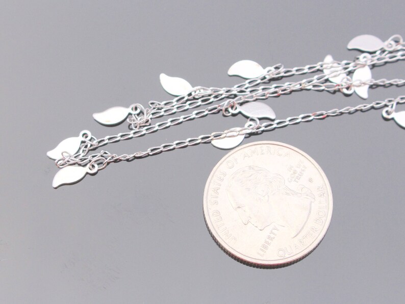 Loose Chain, Silver Leaf Drop Charm Brass Loose Chain, Chain by Foot ...