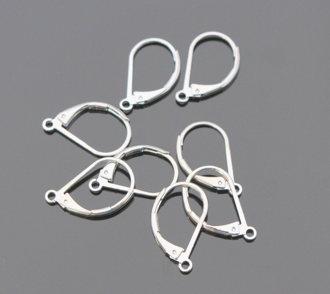 White Gold Plated Ear Wire Linear Clip Earring Findings, 5 Pairs ...