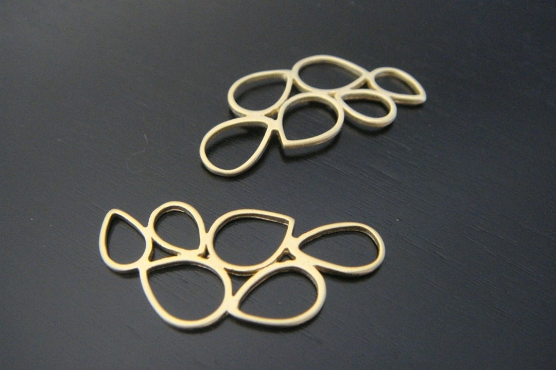 Matte Gold Multiple Circle Long Connector, Pendants, Charms, Earring ...