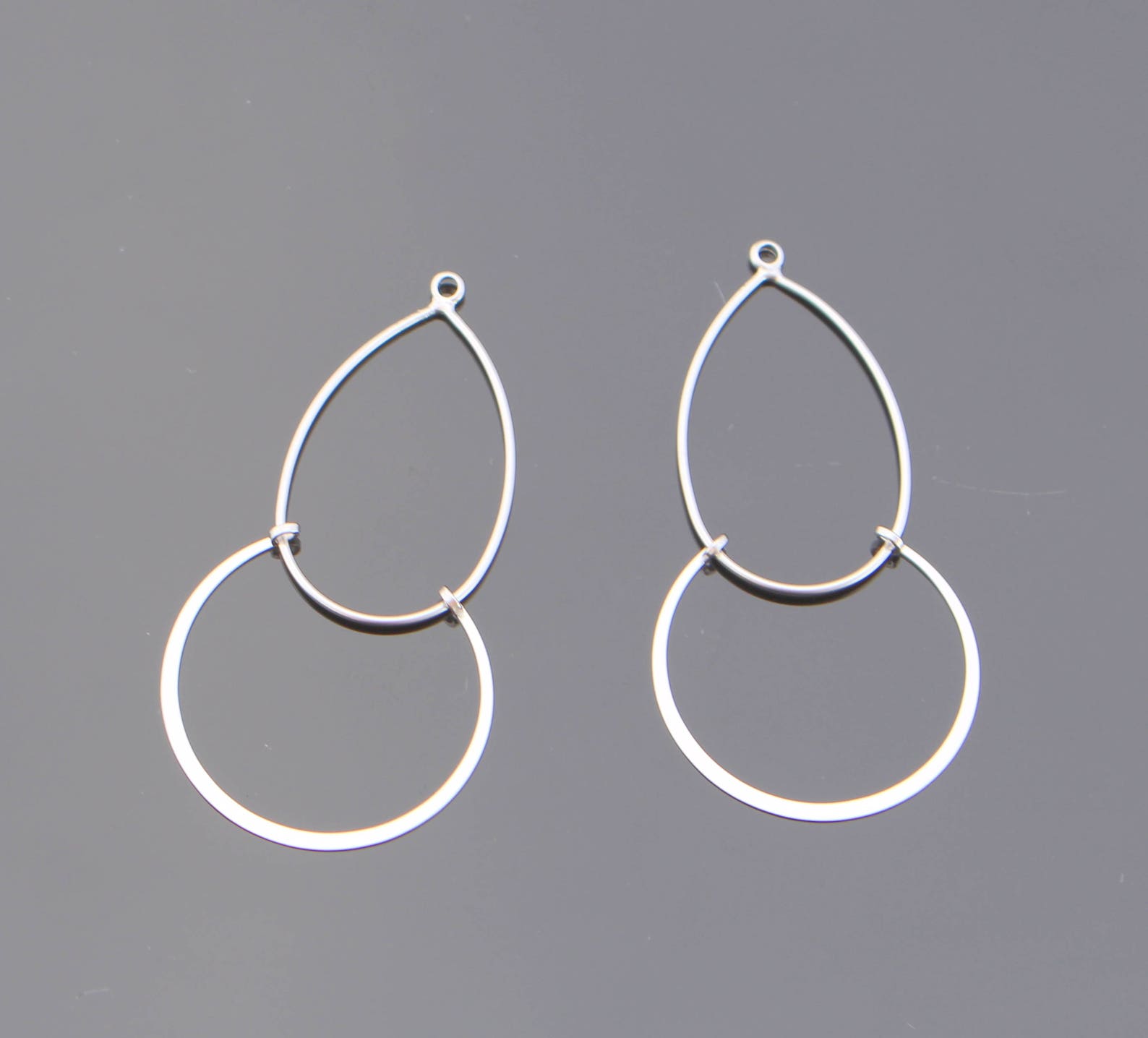Jewelry Findings Matte Silver Tarnish Resistant Teardrop Plain Double ...