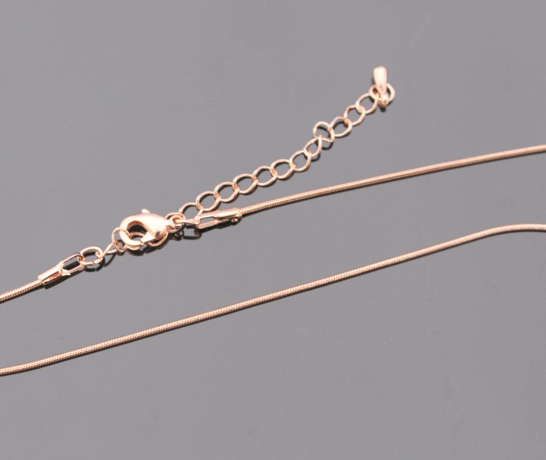 Finished Rose Gold Snake Brass Chain With Extender, Necklace Findings ...