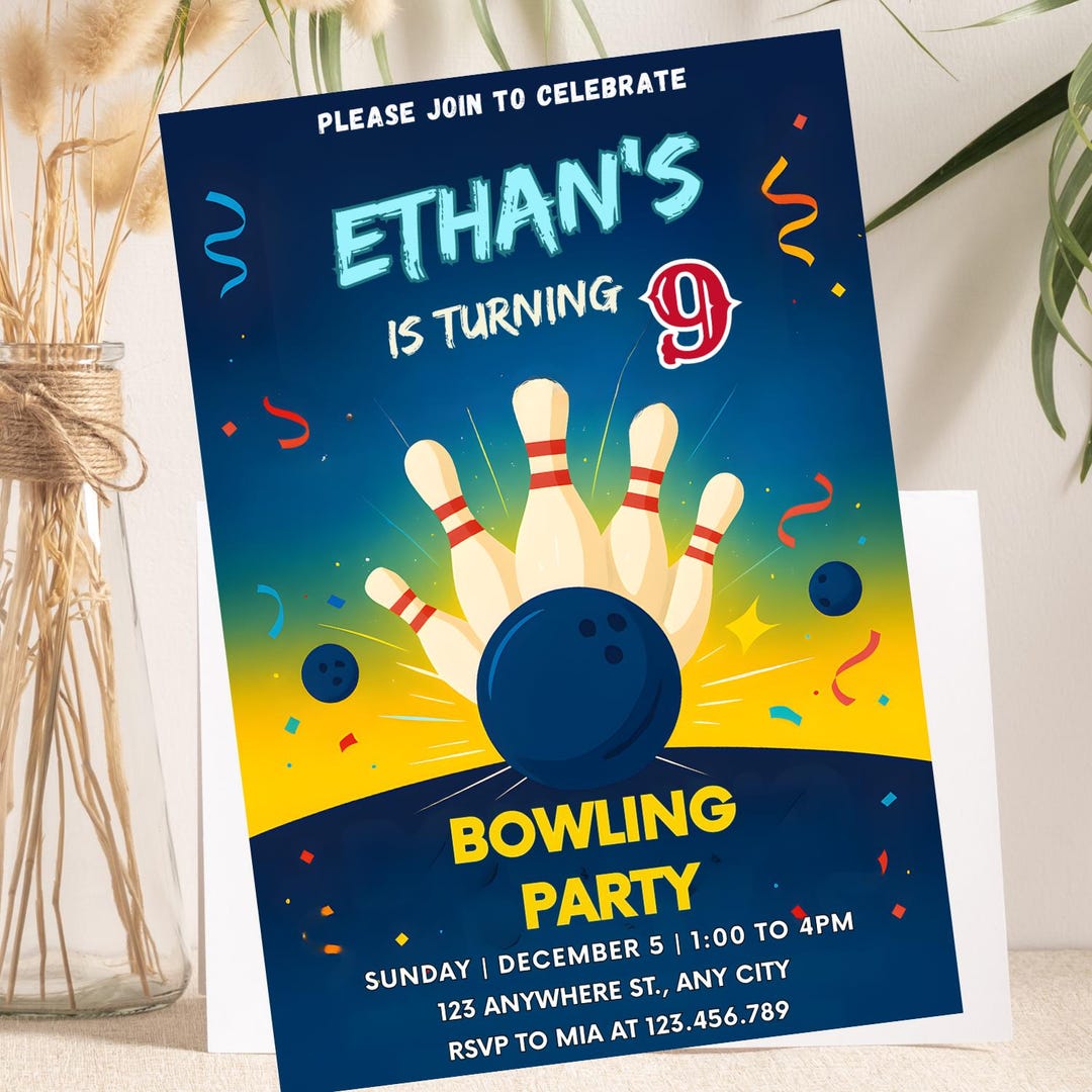 Bowling Party Ticket Invitation: Editable Template (digital Evite) - Etsy