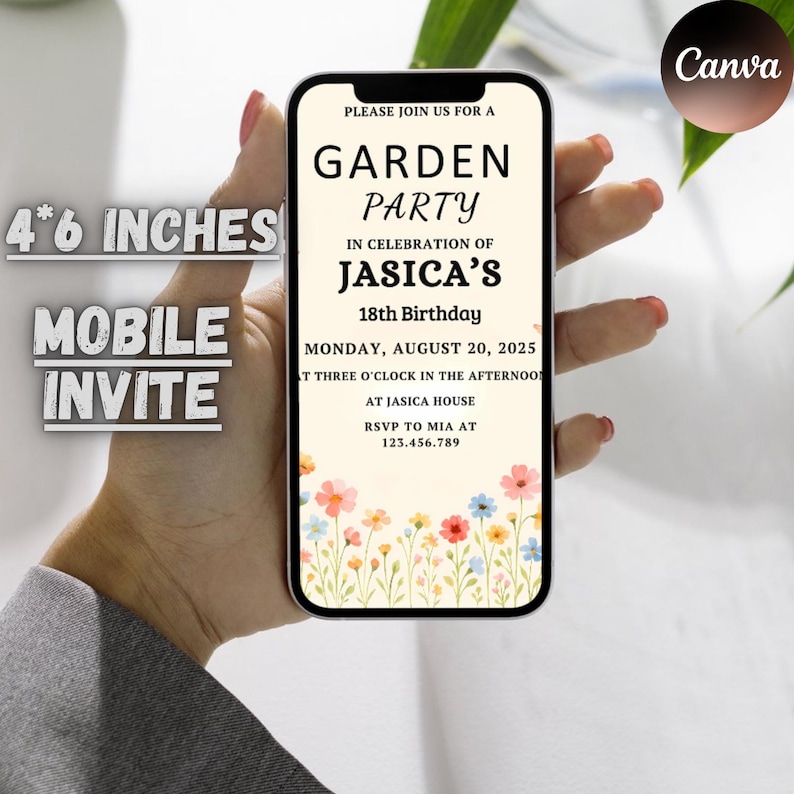 Birthday Invite Canva Digital Invitation to Send via Whatsapp - Etsy