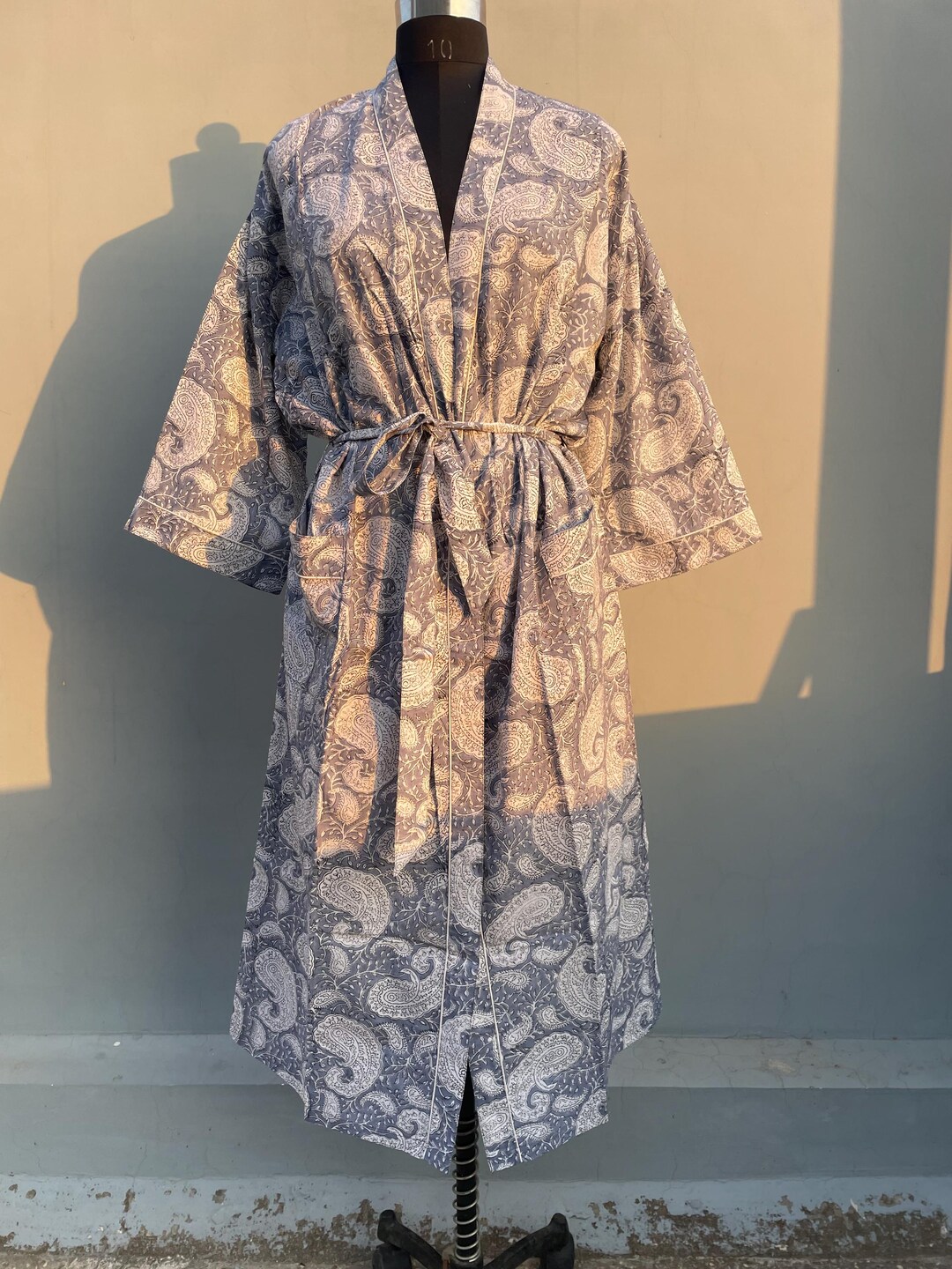 Floral Cotton Long Kimono Robe: Indian Print Loungewear - Etsy