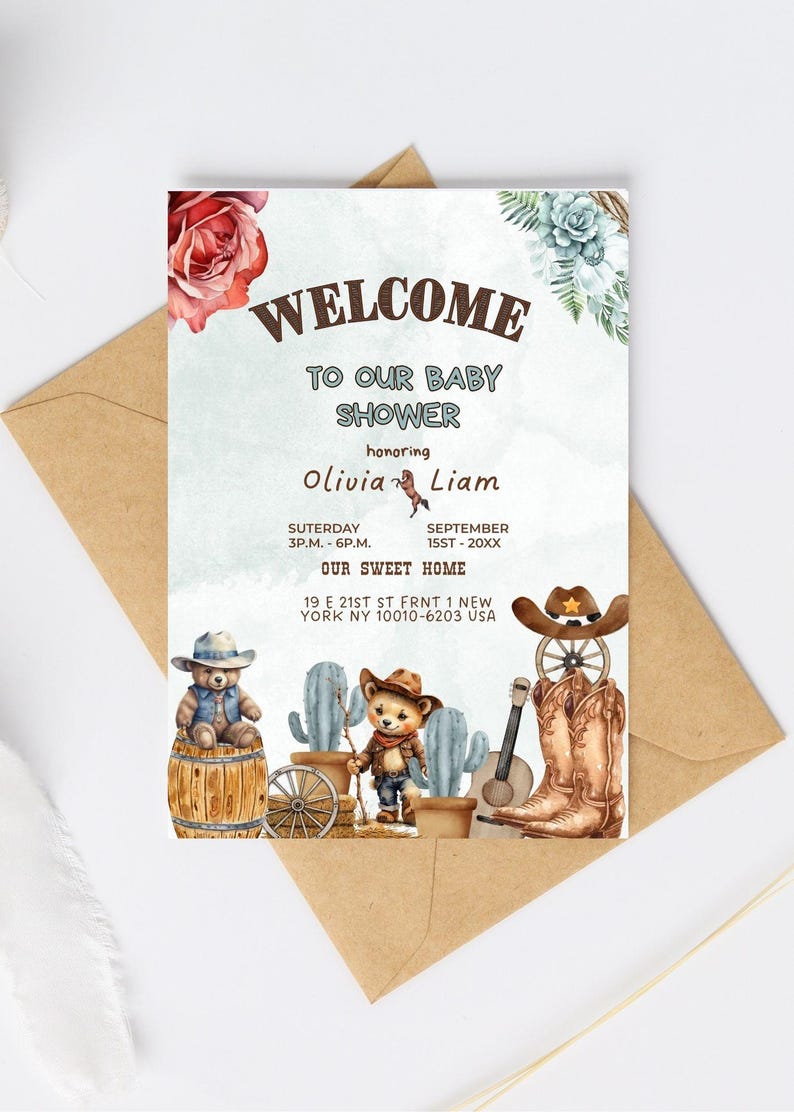 Welcome Sign Cowboy Baby Shower Template: Editable in Canva Template ...