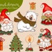 Christmas Gnome Clipart Hand Drawn Digital Stamps 300 Dpi PNG Files ...
