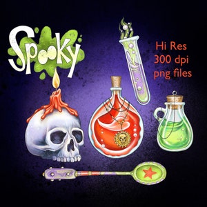 Potions Clip Art, Halloween Digital Clipart for INSTANT DOWNLOAD, Hand ...