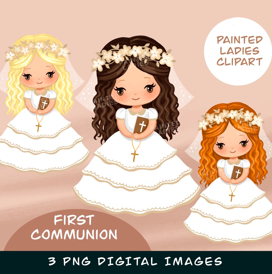 Girls First Communion Clip Art, Religious Png, Holy Communion Character ...
