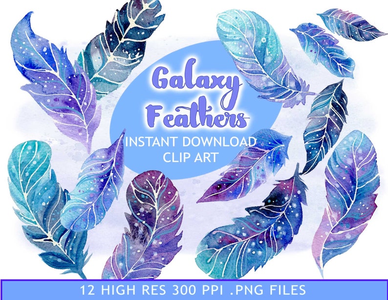 Galaxy Feathers, Celestial Feather,feather Clipart,instant Download ...