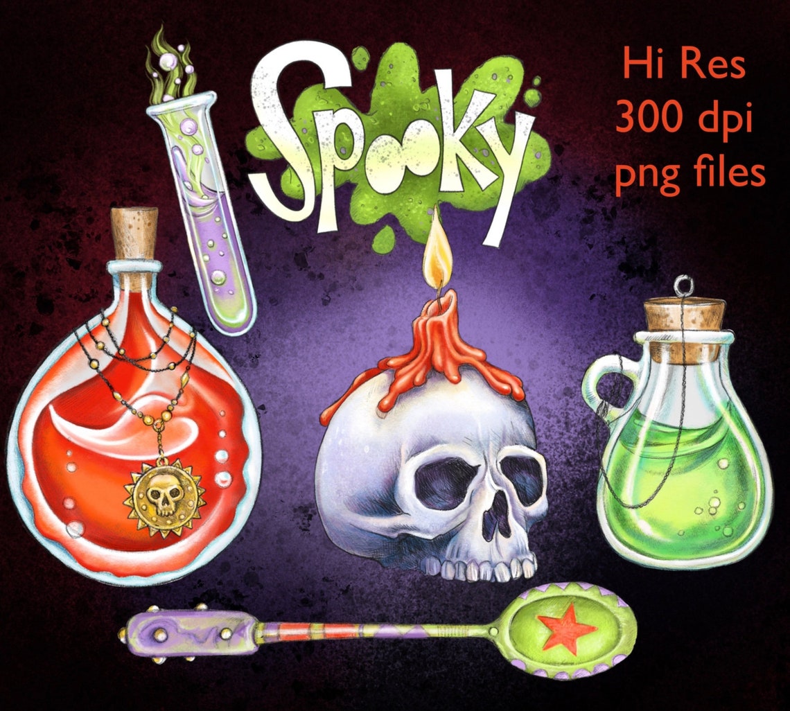 Potions Clip Art, Halloween Digital Clipart for INSTANT DOWNLOAD, Hand ...