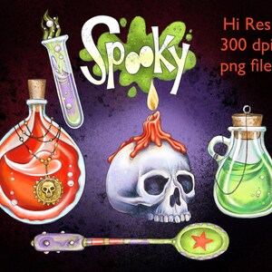 Potions Clip Art, Halloween Digital Clipart for INSTANT DOWNLOAD, Hand ...