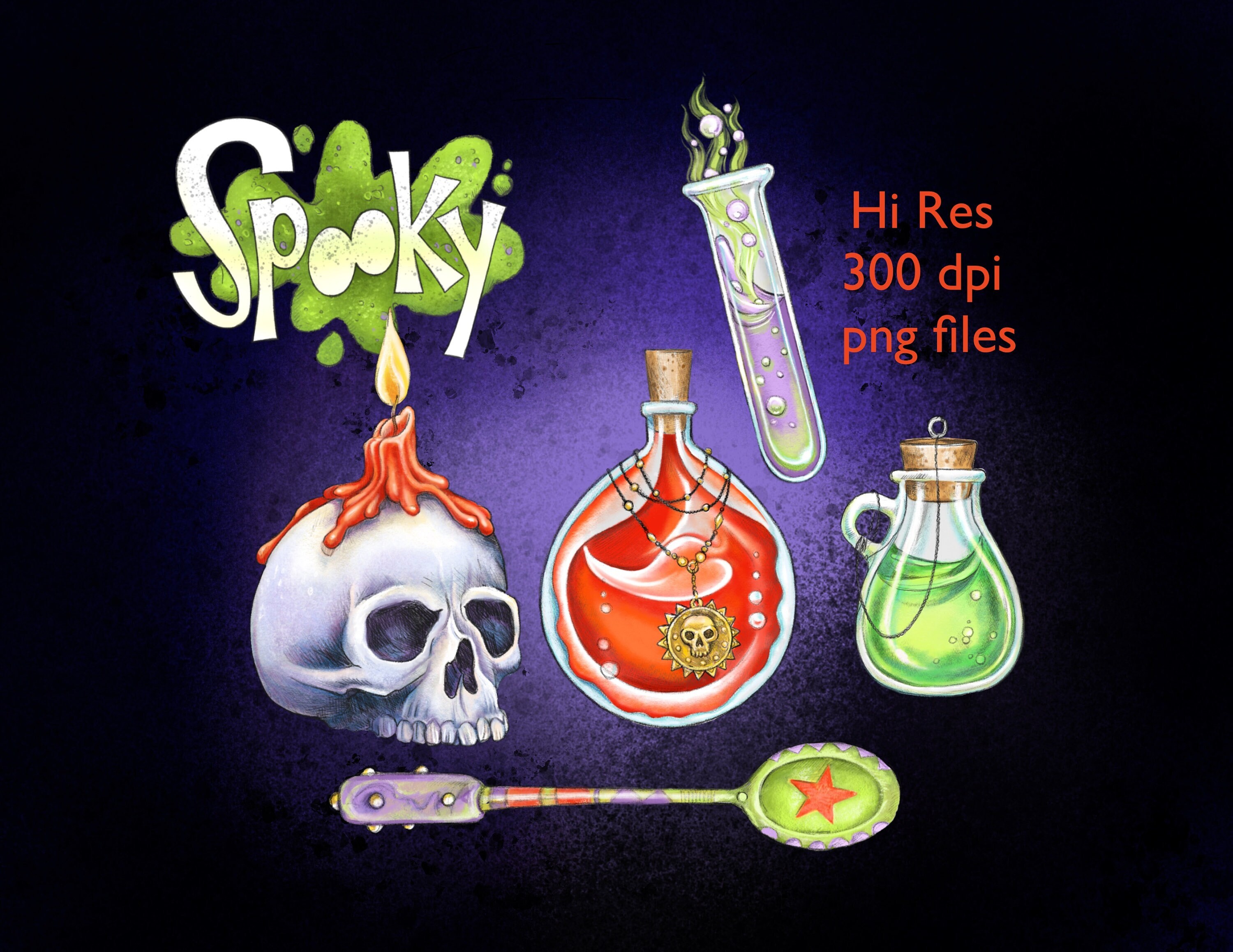 Potions Clip Art, Halloween Digital Clipart for INSTANT DOWNLOAD, Hand ...