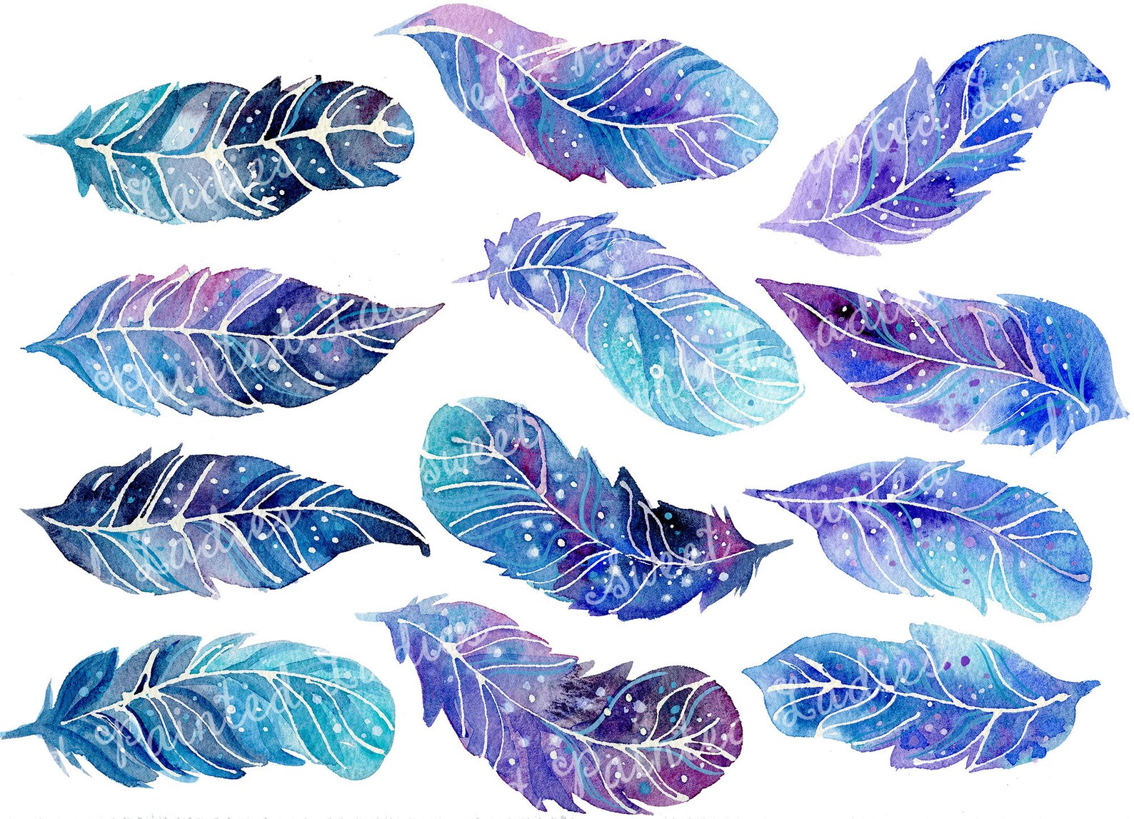 Galaxy Feathers, Celestial Feather,feather Clipart,instant Download ...