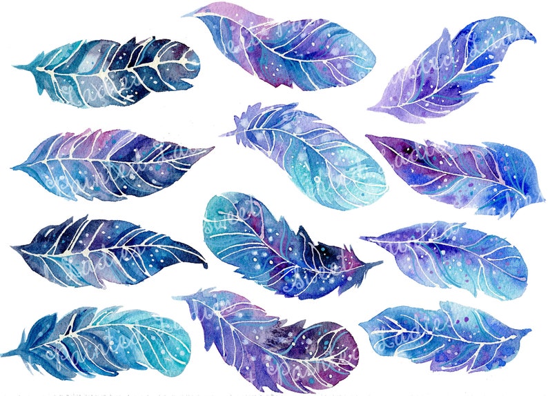 Galaxy Feathers, Celestial Feather,feather Clipart,instant Download ...