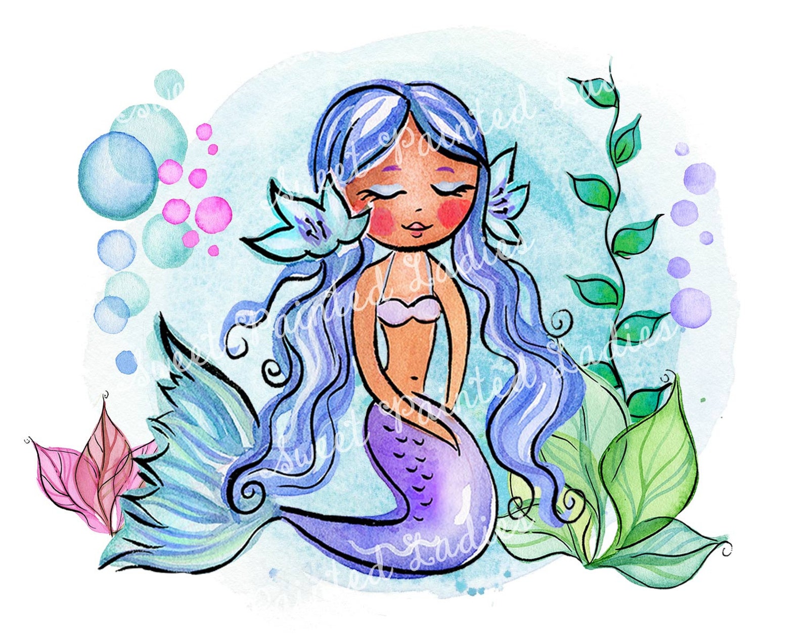 Mermaid Digital Clipart,digital Download, Watercolor Mermaid Clipart ...