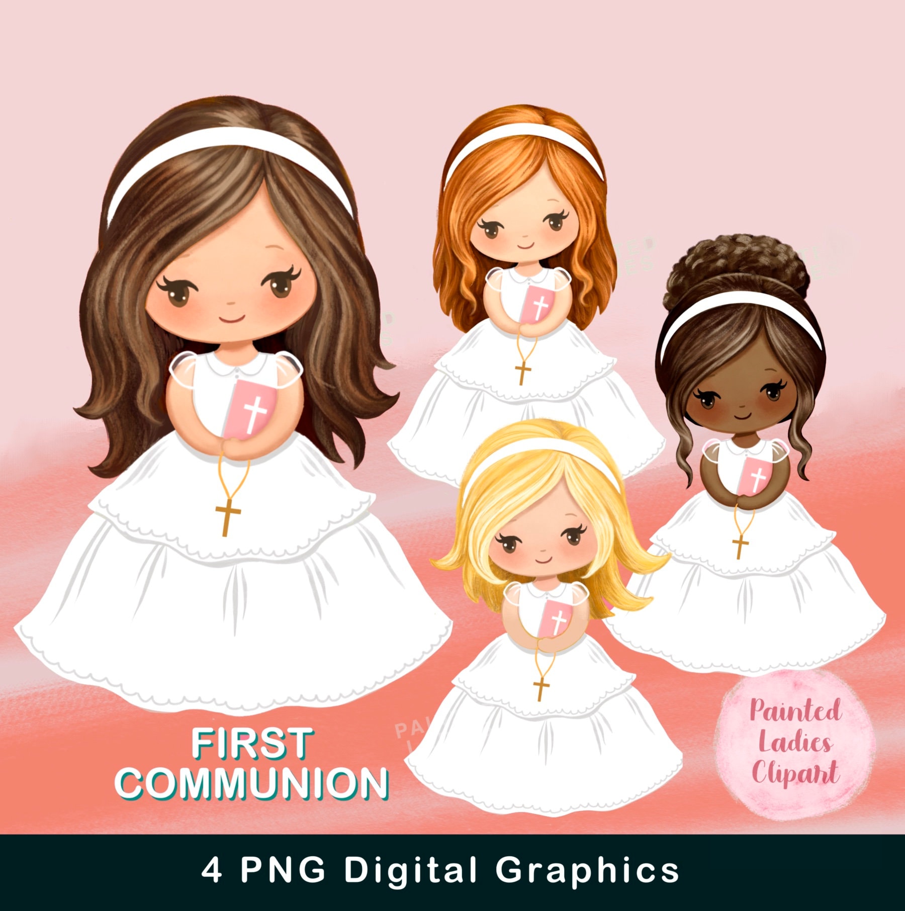 First Communion Clipart for Girls, Holy Communion Religious ...