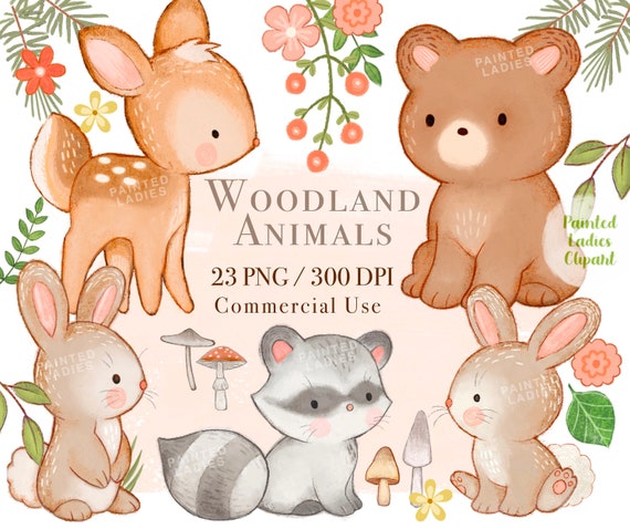Woodland Animal Clipart Woodland Clip Art Forest Animals - Etsy