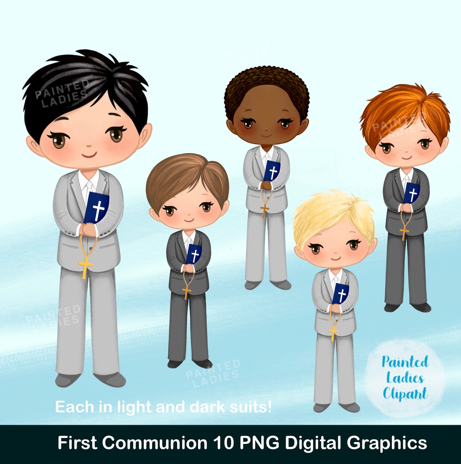Boys First Communion Graphics, Light Grey and Dark Grey Suits, 10 ...