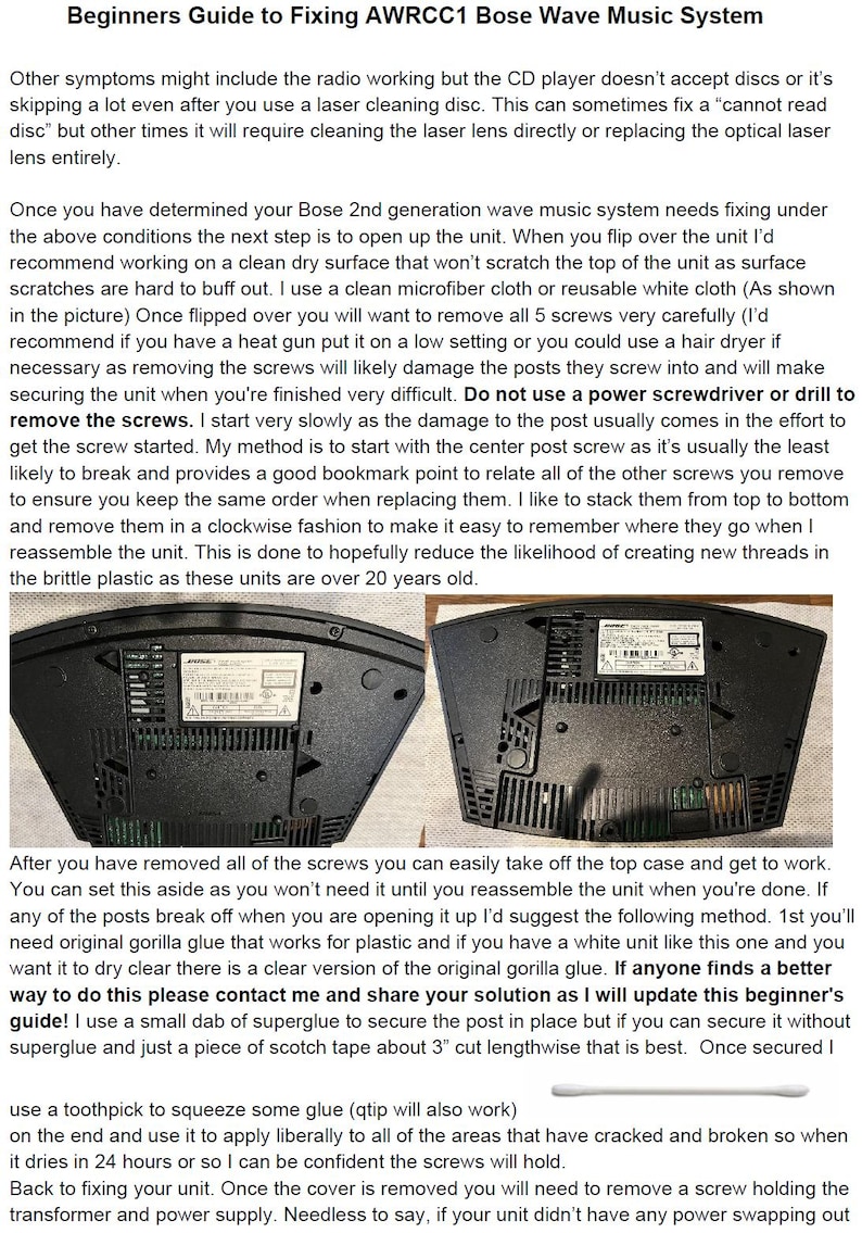 Bose Wave Radio Repair Kit: DIY Fix - Please Wait Error - AWRCC1 - Etsy