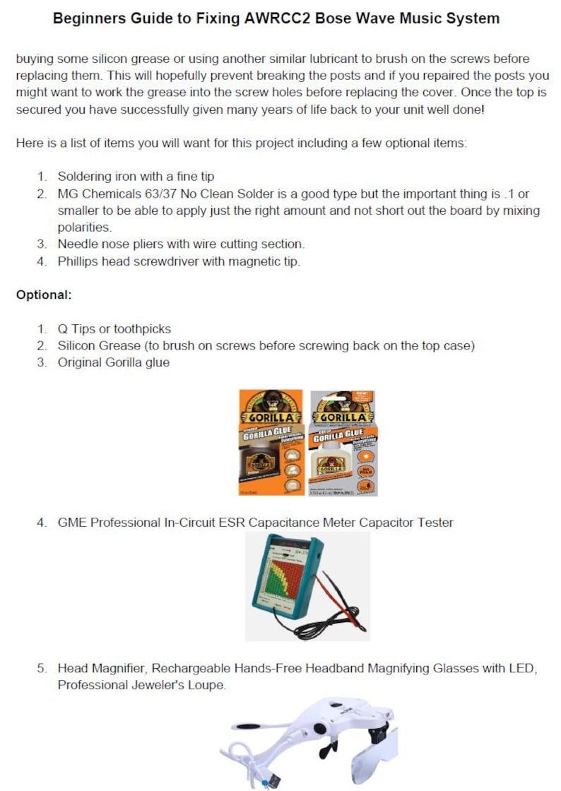 Bose Wave Radio AWRCC2 Repair DIY Kit: Beginner's Guide - Etsy
