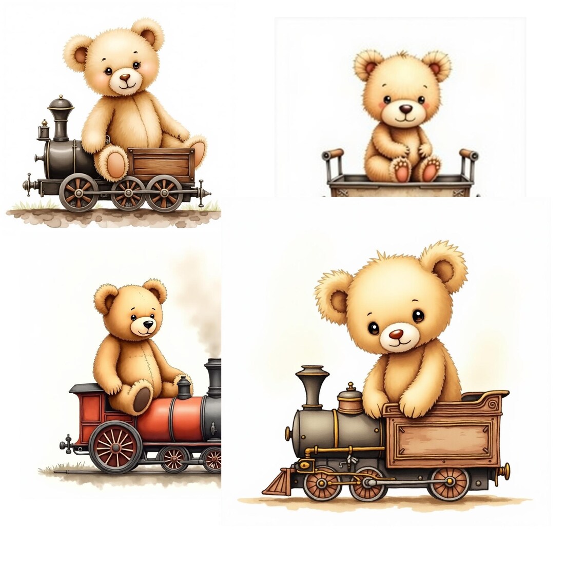 Teddy Bear Train Clipart: Scrapbook Graphics ( - Etsy