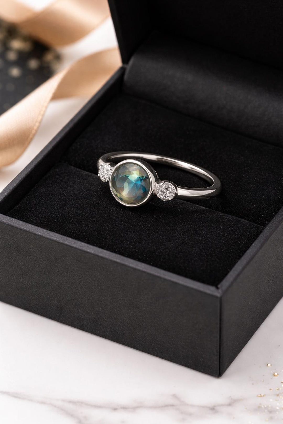 Natural Semi-precious Gemstone Ring in Sterling Silver With Cubic ...