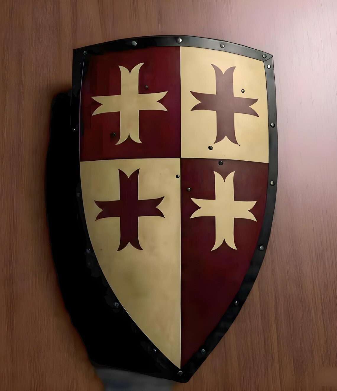 Templar Crusader Shield Wall Decor – Handcrafted Medieval Knight Armor ...
