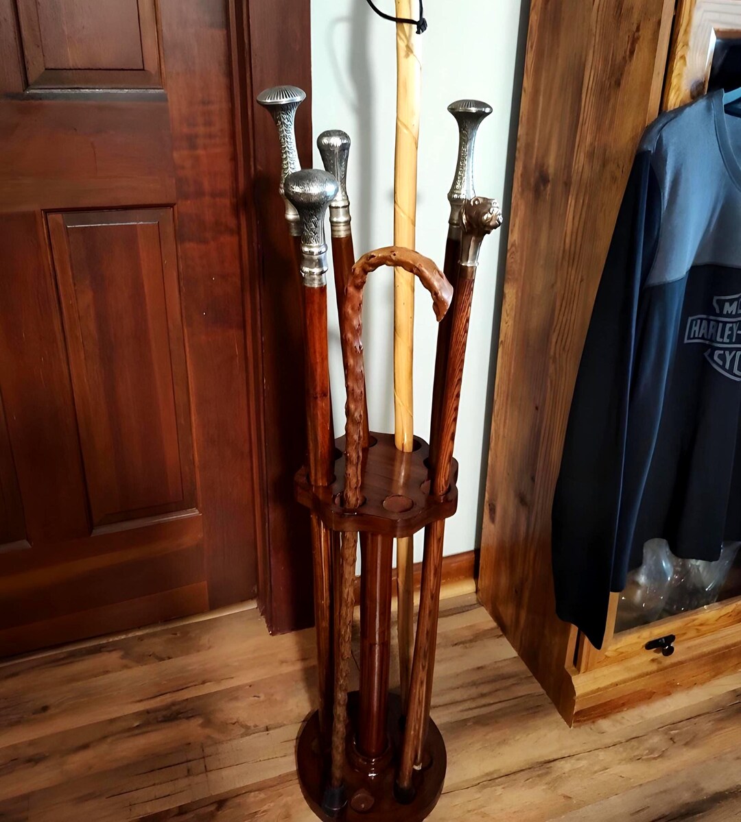 Vintage Wooden Walking Stick Stand: Rustic Entryway Cane Organizer - Etsy