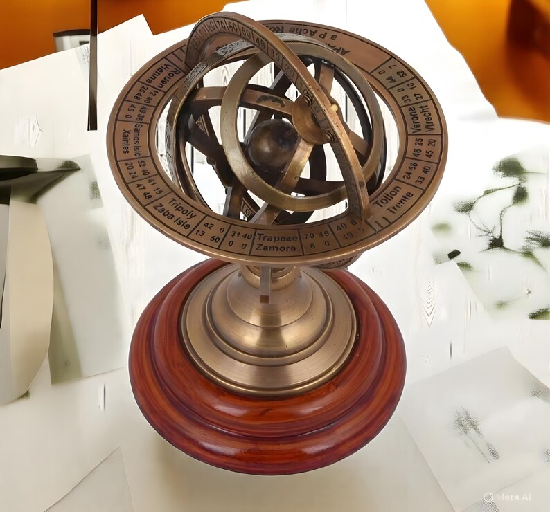 Antique Brass Astrolabe Armillary Sphere: Nautical Steampunk Desk Decor ...