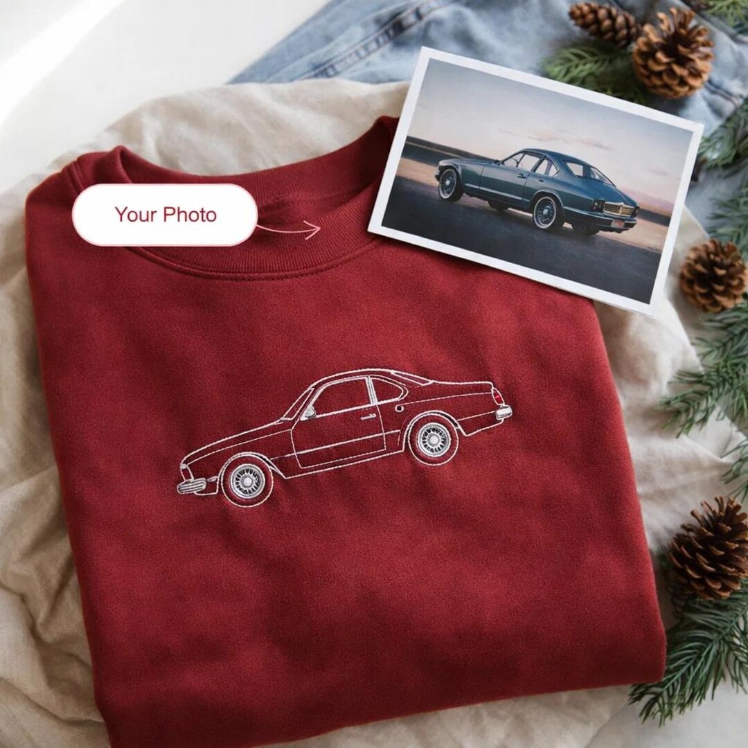 Personalized Photo Car Embroidered Crewneck Sweatshirt Unisex Custom ...
