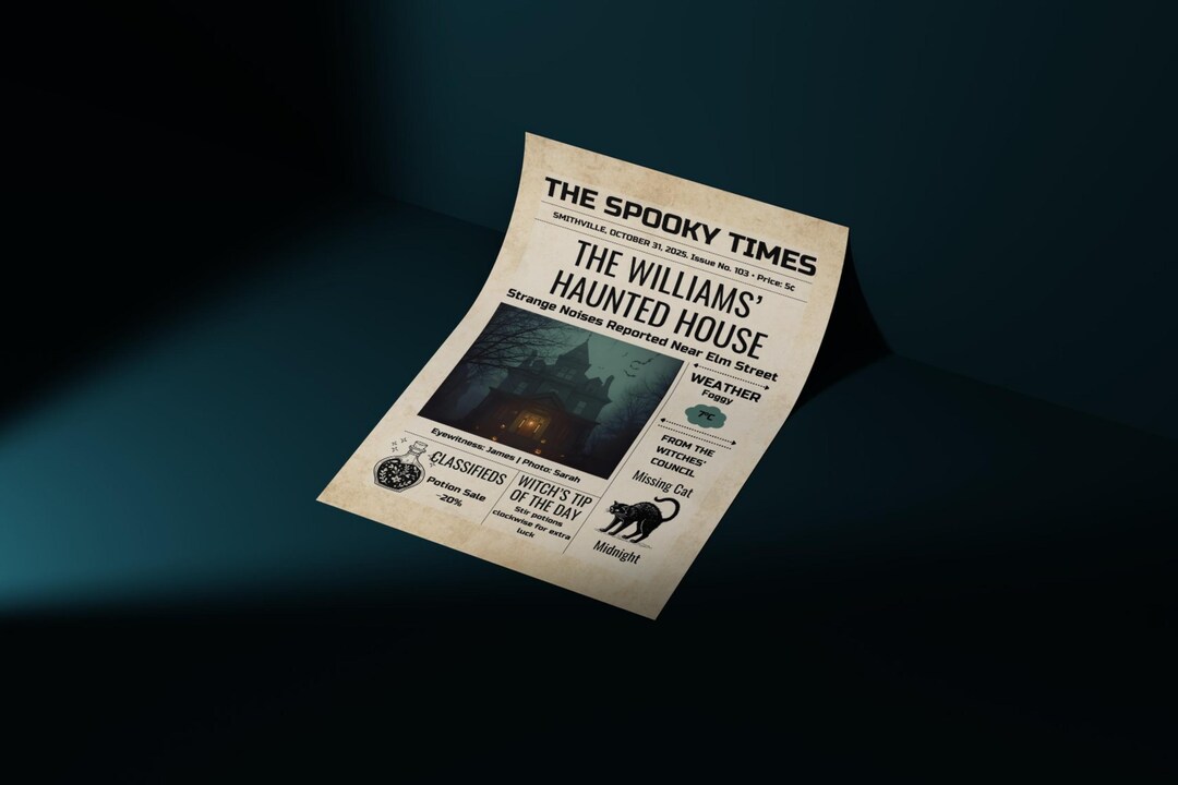 Personalized Halloween Newspaper Poster: Haunted Family Headline Print ...