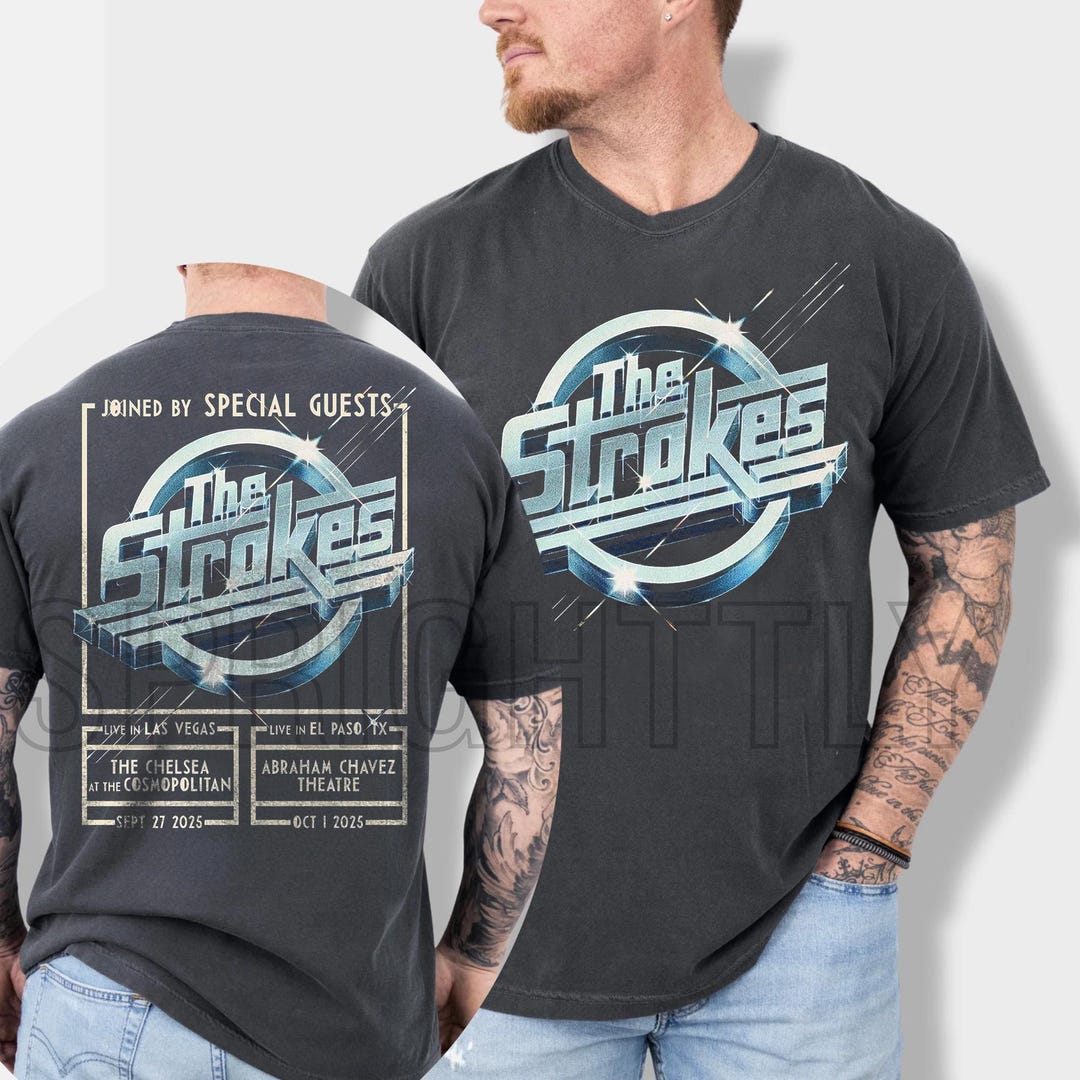 The Strokes Band Tour 2025 Tshirt | Unisex Black Concert Tee Retro ...