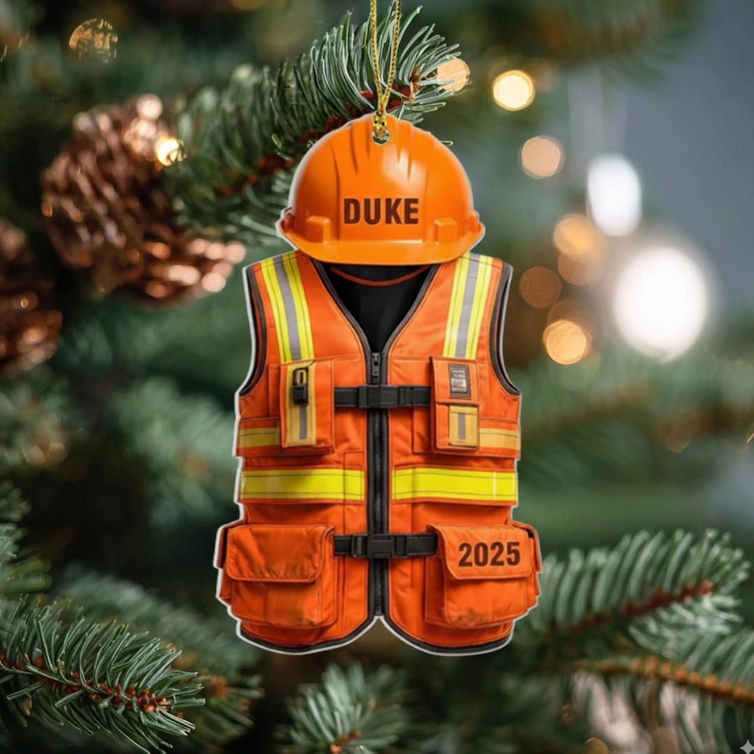Construction Worker Christmas Ornament, Personalized Engineer 2D Flat ...