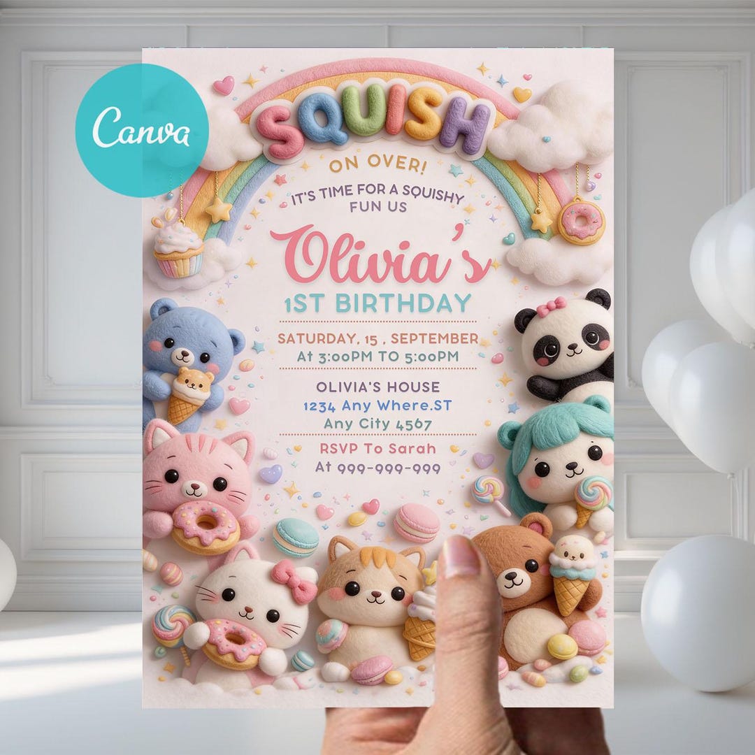 Squishmallow Birthday Invitation ,squishmallow Invitation, Squish ...