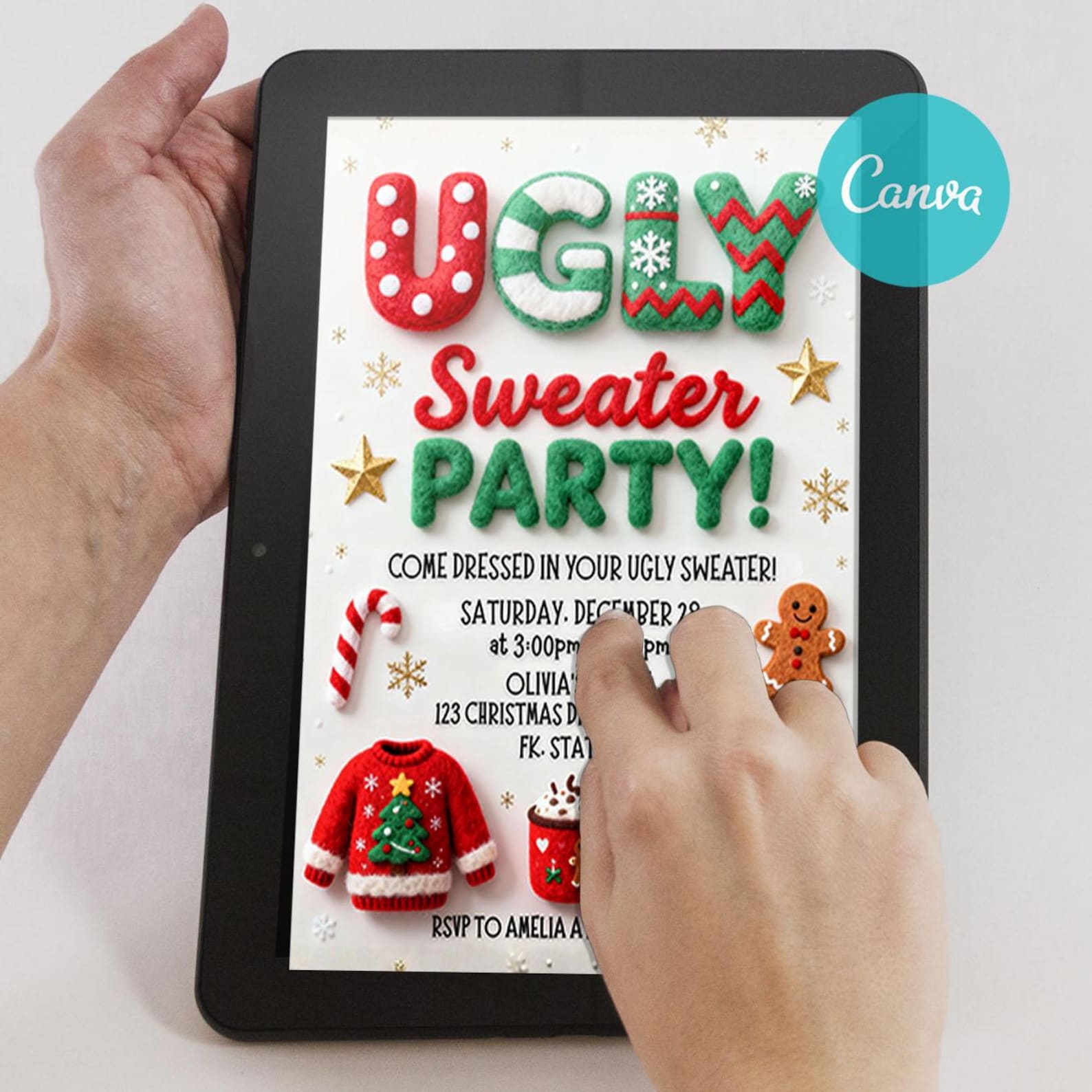 Editable Ugly Sweater Party Invite, Elfed up Ugly Sweater Party ...