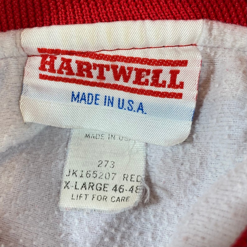 Vintage Hartwell Nylon Bomber Jacket Size XL Las Vegas Red White Snap ...