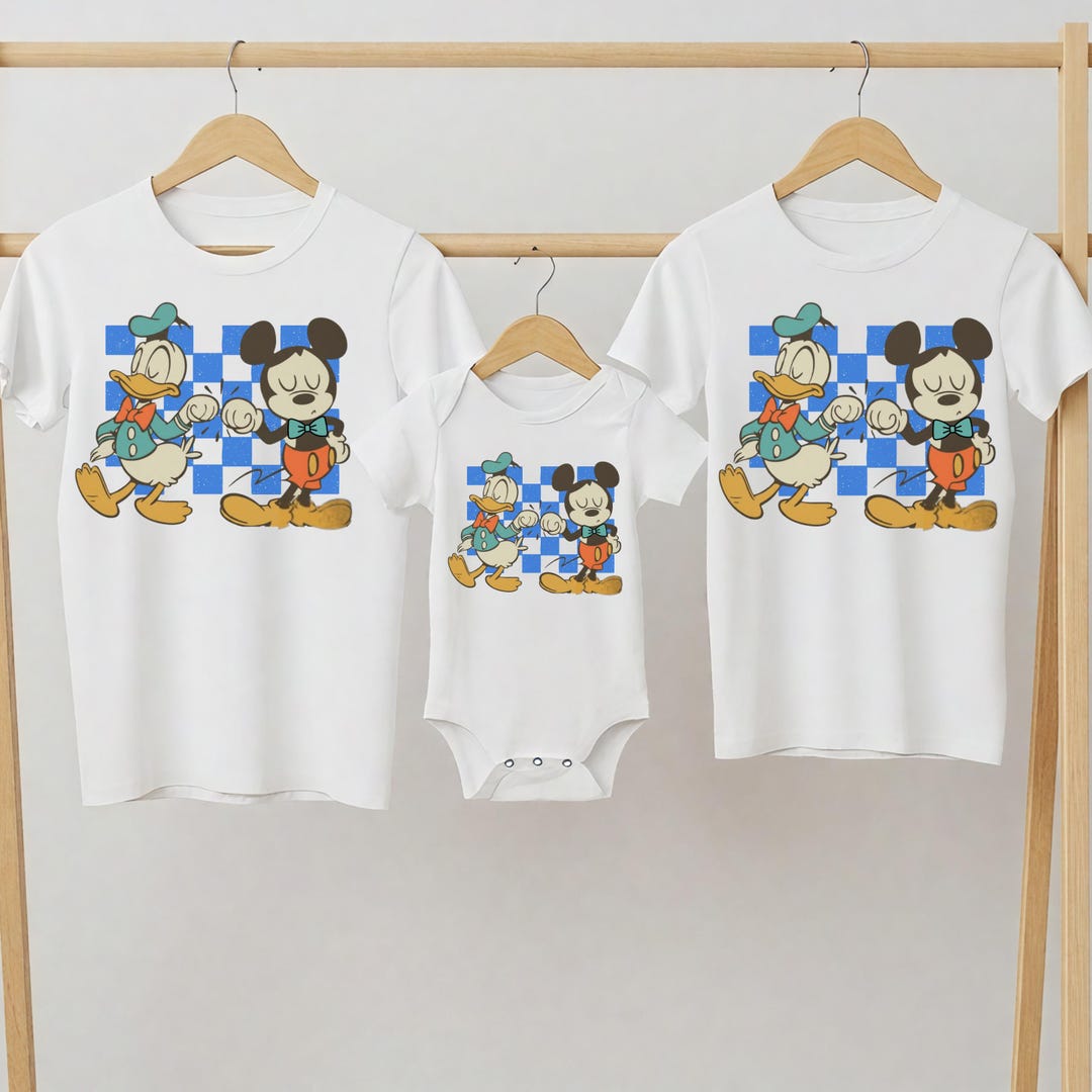 Classic Checker Winking Mickey Mouse Donald Shirt, Brother Sister Kids ...