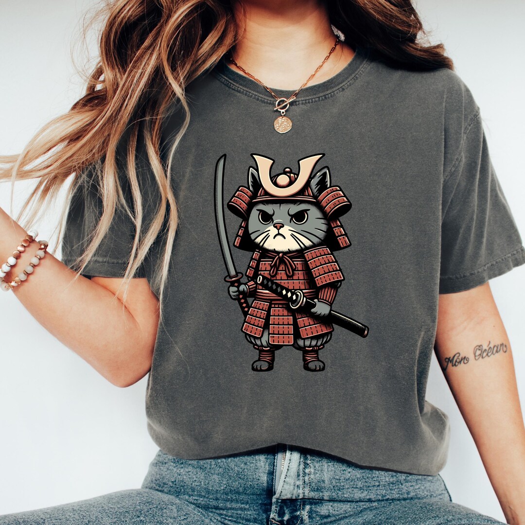 Samurai Cat Fox Valentine Shirt | Japanese Love Warrior Sweatshirt ...