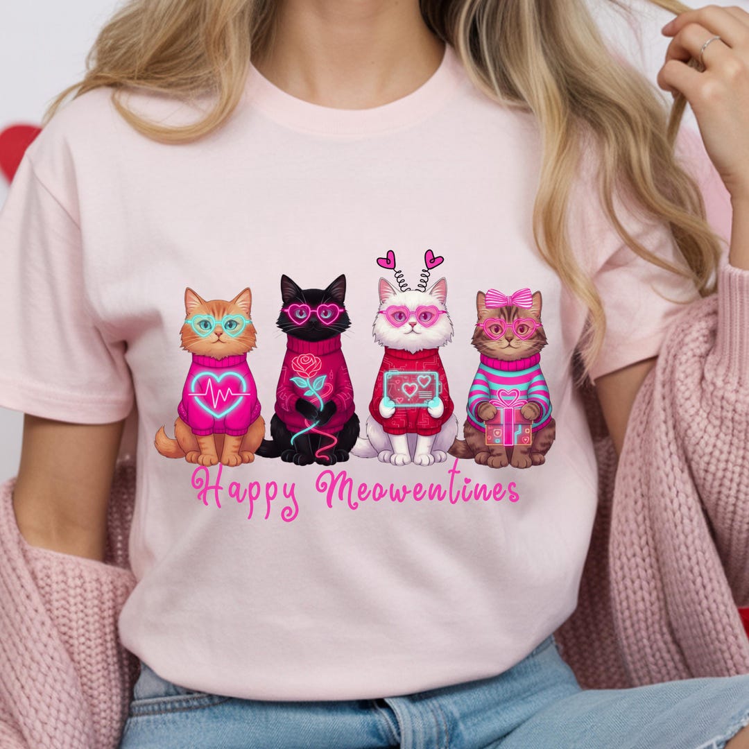 Cyberpunk Cupid Cat Valentine Shirt | Neon Tech Love Cat Sweatshirt ...