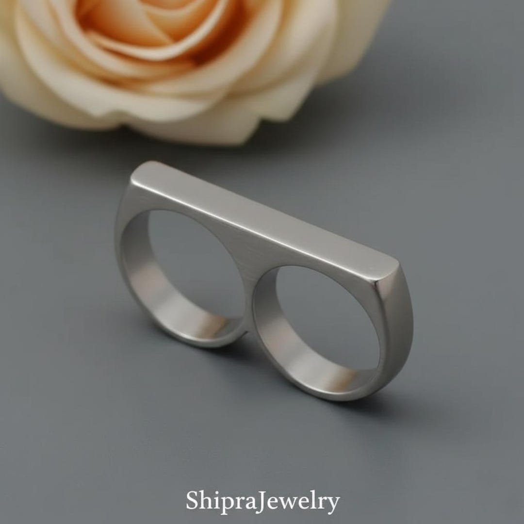 Minimalist German Silver Two-finger Bar Ring for Arthritis Joint ...