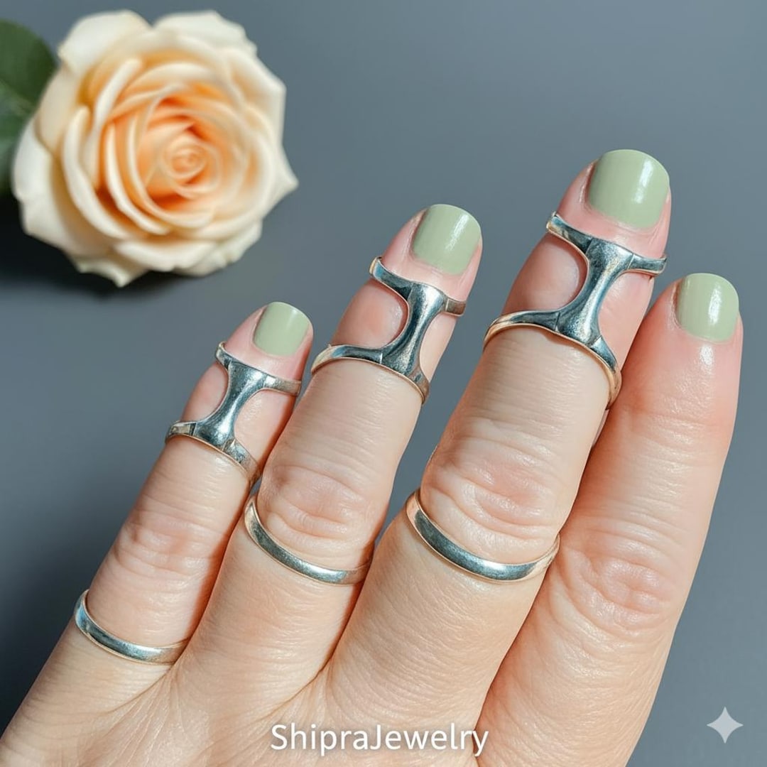 Avant-garde Open-style German Silver Rings for Fingers and Nails, Brass ...