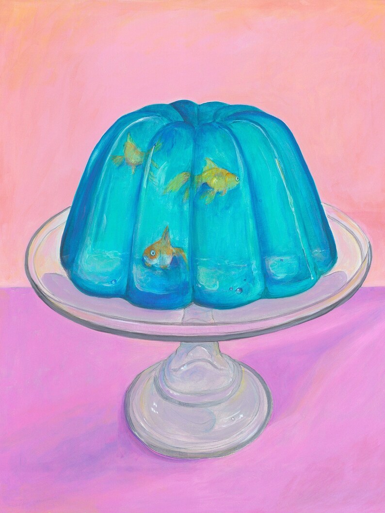 Goldfish Swimming in Blue Jello. Print From My Original Painting. - Etsy
